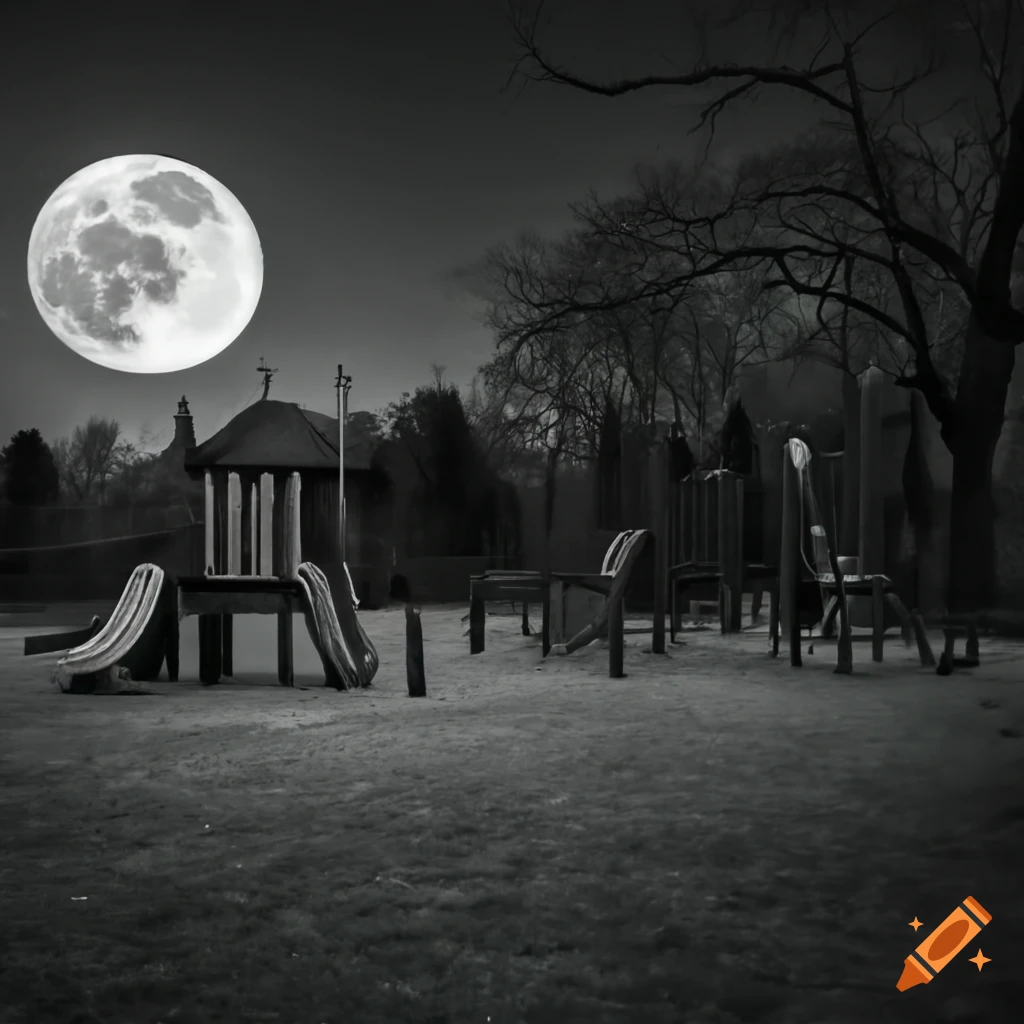 Park playground under a bright full moon on Craiyon
