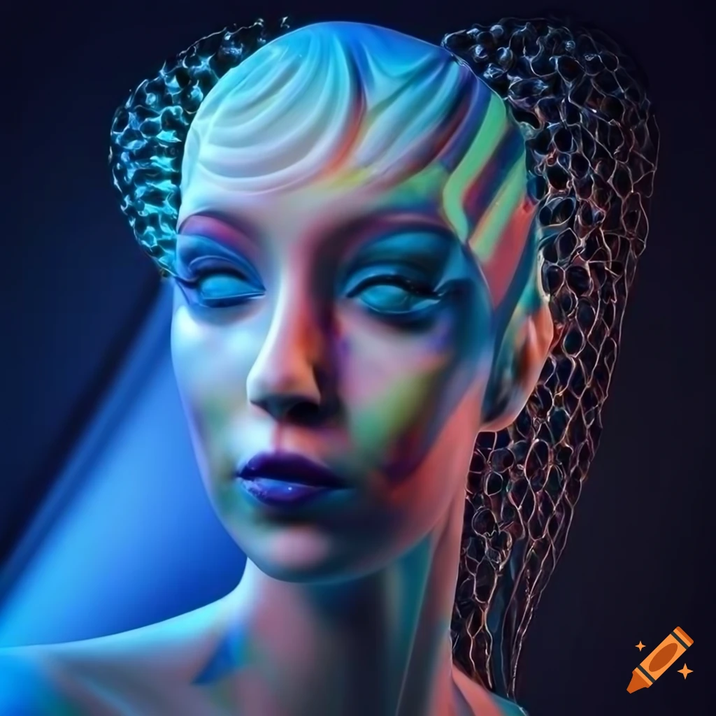 Sculpted random colored veined marble figures with intricate details on ...