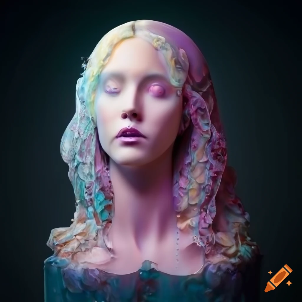 Sculpted veined marble figures in neo-pop surreal style on Craiyon