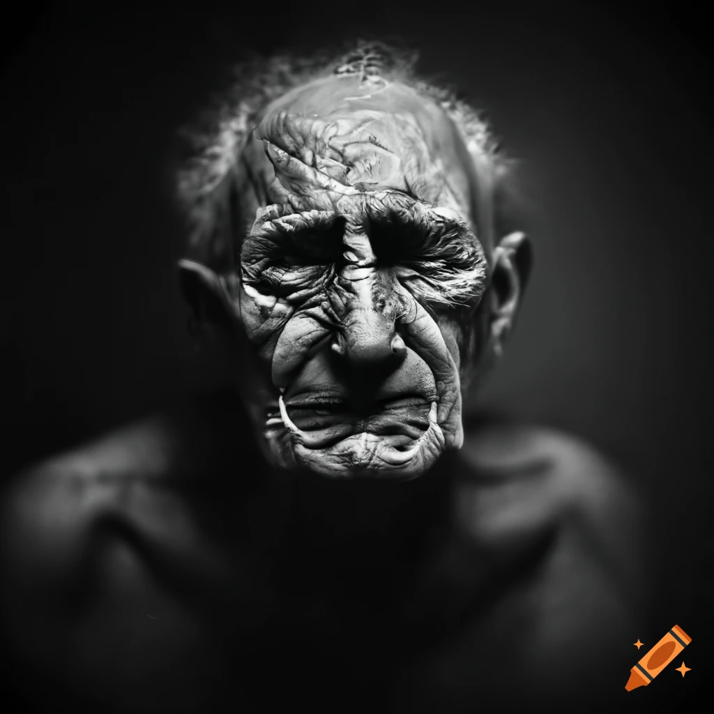 Forensic portrait of people showing intense pain in monochrome on Craiyon