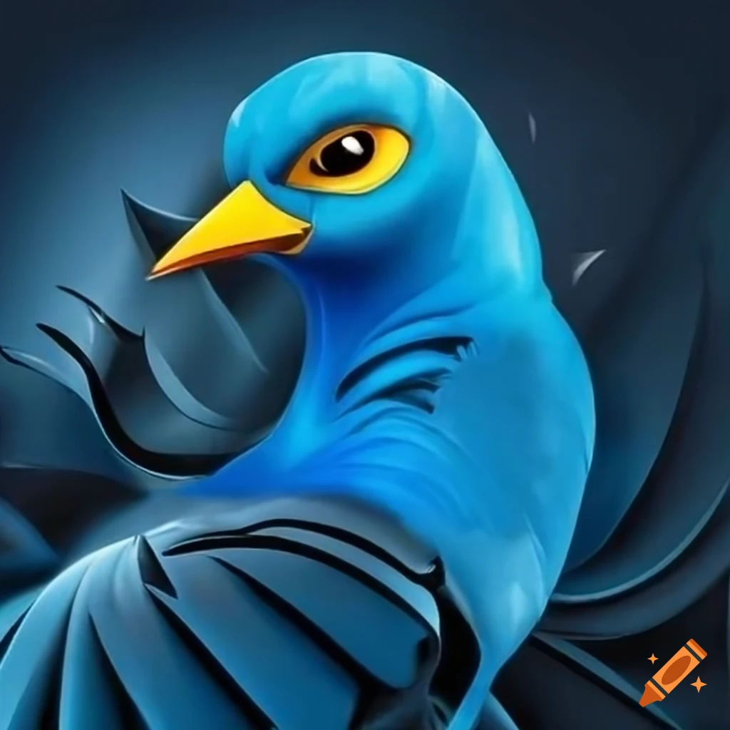 Blue bird with batman logo wings on Craiyon