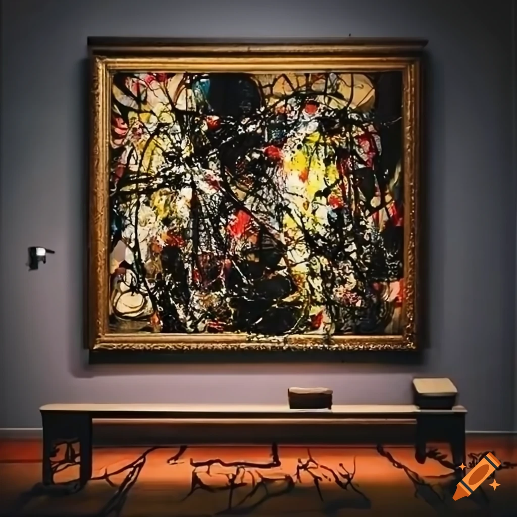 Art gallery filled with pollock paintings on Craiyon