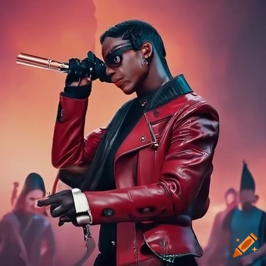 Rebelliously cool red faux-leather jacket outfit inspired by MJ's ...