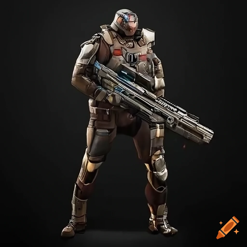 Mechanical suit with advanced weapons on Craiyon