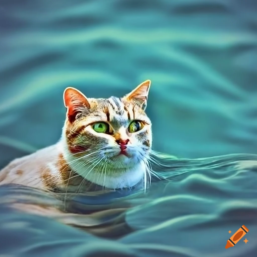 Cat enjoying the sea on Craiyon