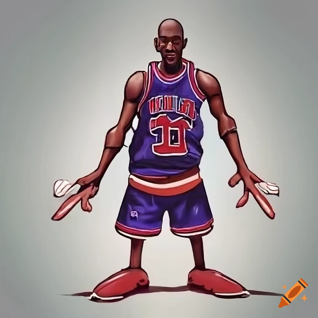 Michael jordan in space jam 2 cartoon style artwork in basketball pose ...