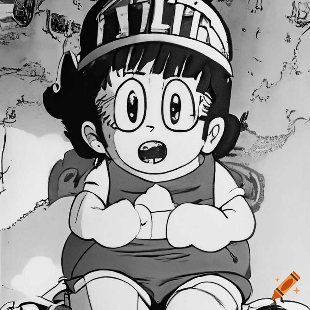 High-resolution photograph of Dr. Slump character from 1972 on Craiyon