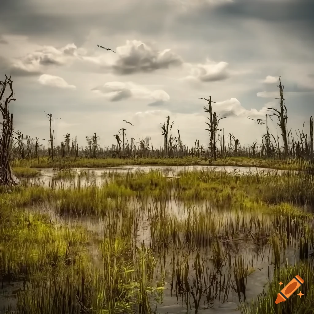 S.T.A.L.K.E.R. themed swamp landscape with anomalies and tall grass on ...