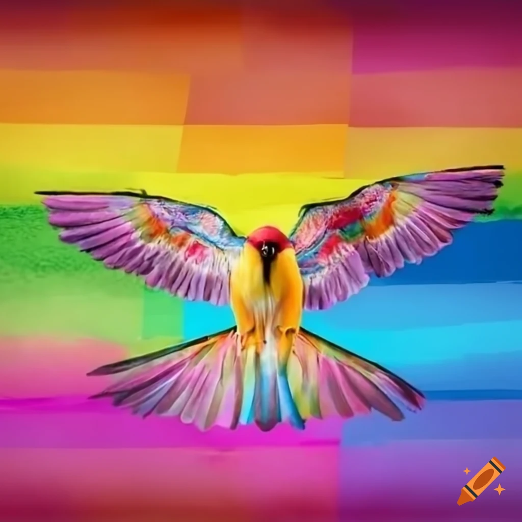 Rainbow collage with birds in the colors of the trans pride flag and ...