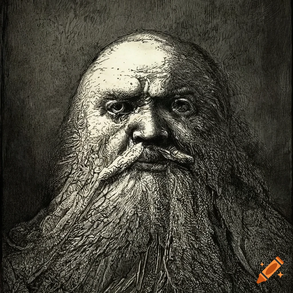 Portrait of a fat knight with a spoon by gustave dore and roger garland ...