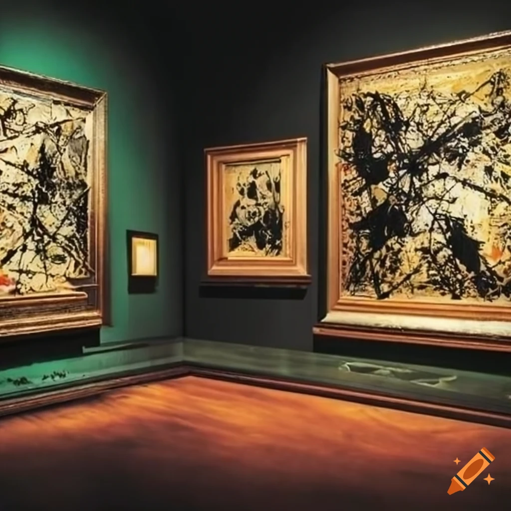 Art gallery filled with Pollock paintings on Craiyon