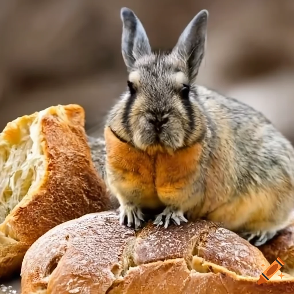 Viscacha rodent with freshly baked bread on Craiyon
