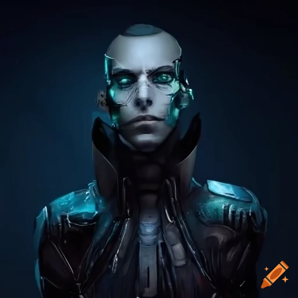 Cyberpunk man with robotic eye and arm in regular attire on Craiyon