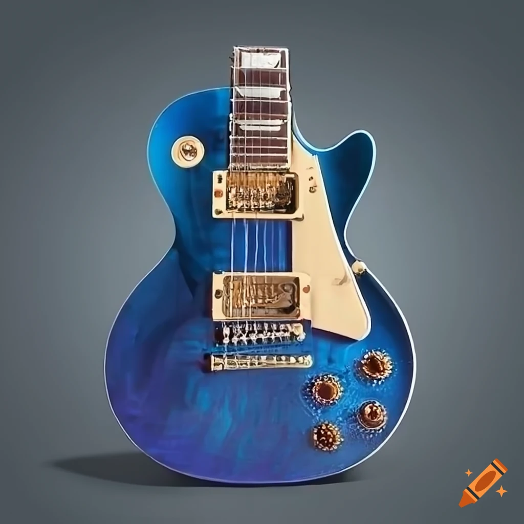 Translucent blue Gibson Les Paul body in a comic book style on Craiyon