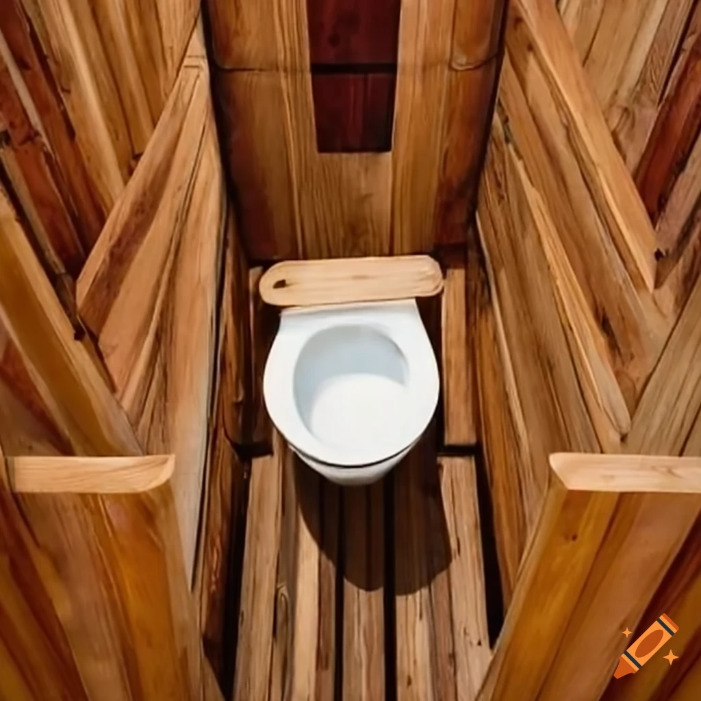 Wooden toilet on a deck on Craiyon