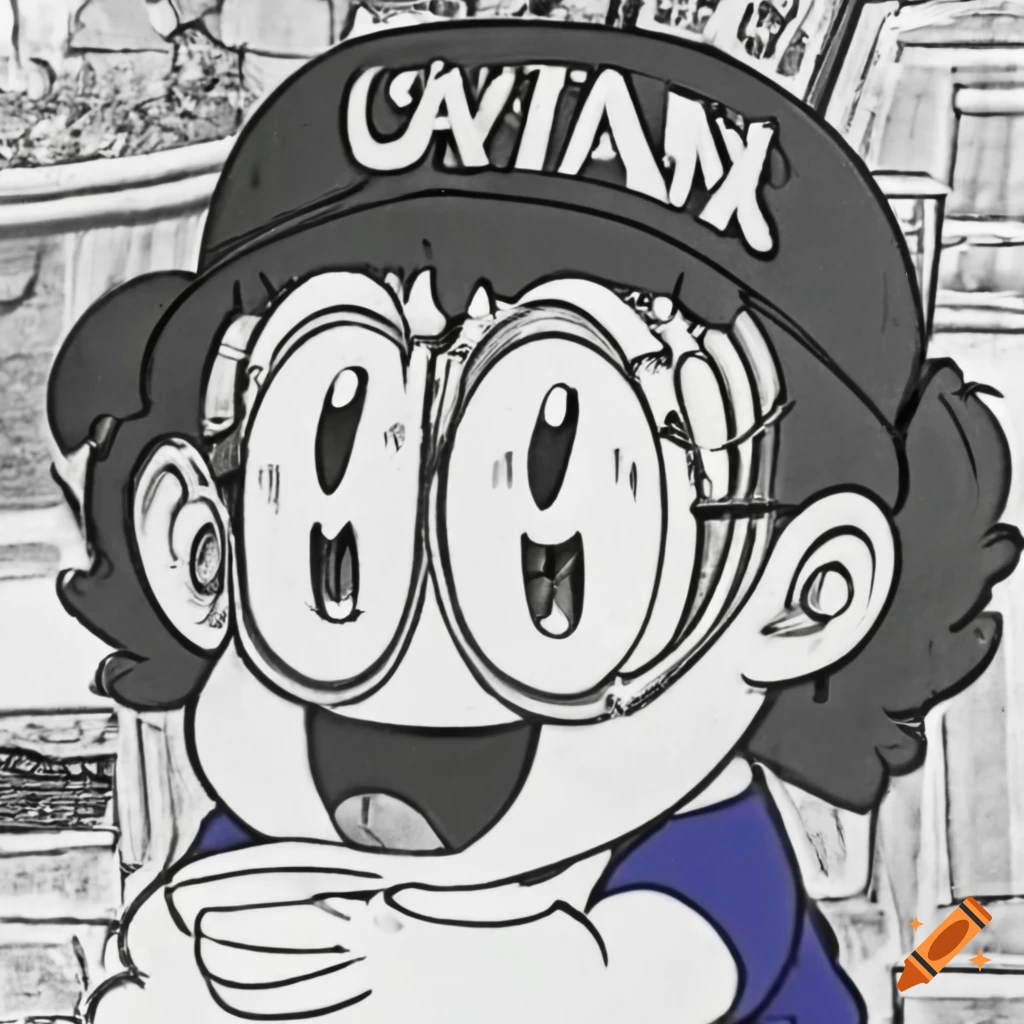 High-resolution photograph of Dr. Slump character from 1972 on Craiyon