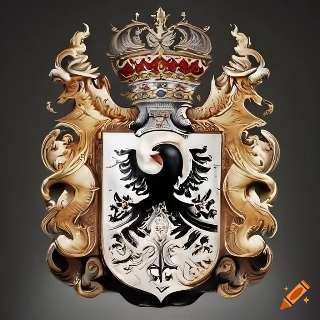 Intricately designed german shield with eckerman family crest on Craiyon