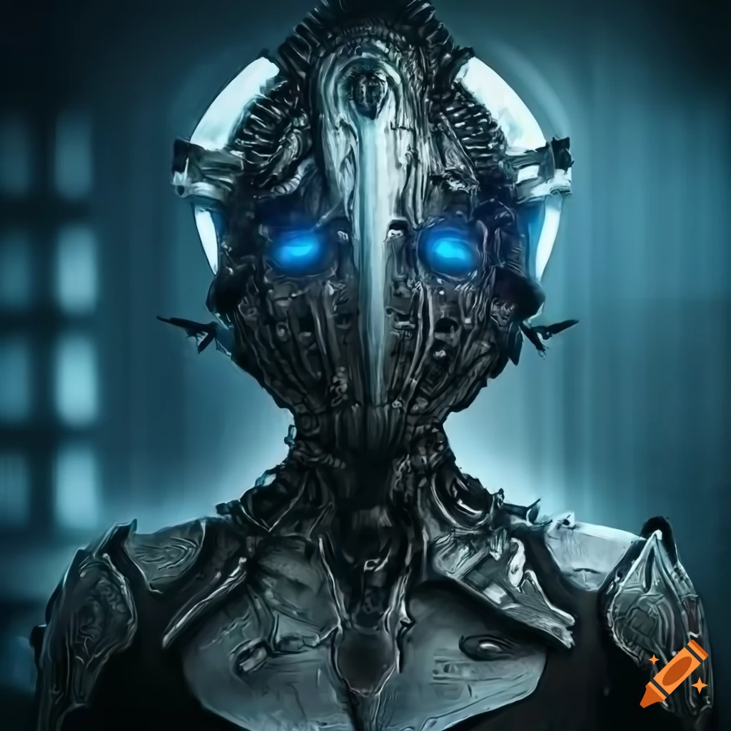 Cyber warrior woman in biomechanical armor exploring futuristic city ...