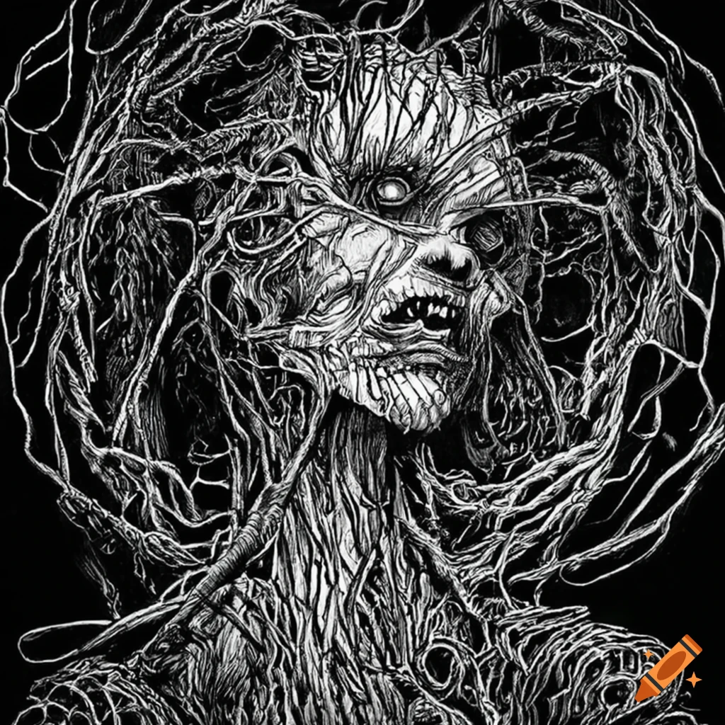 Intricate ink drawing of being trapped in a nightmare on Craiyon