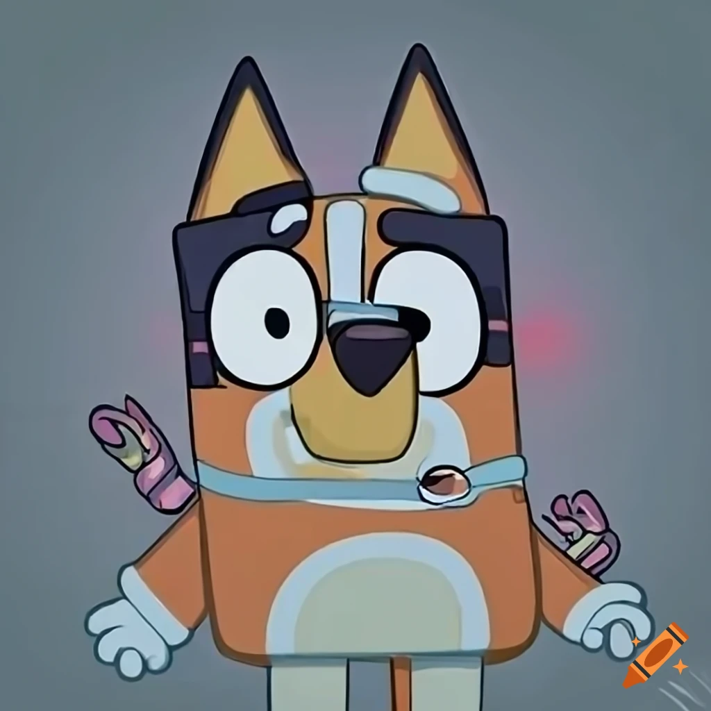 Bluey cartoon character looking angry on Craiyon