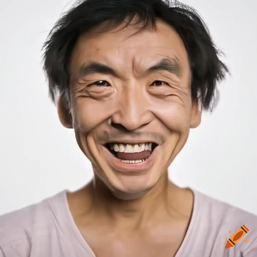 Japanese man with a smiling, distorted face on Craiyon