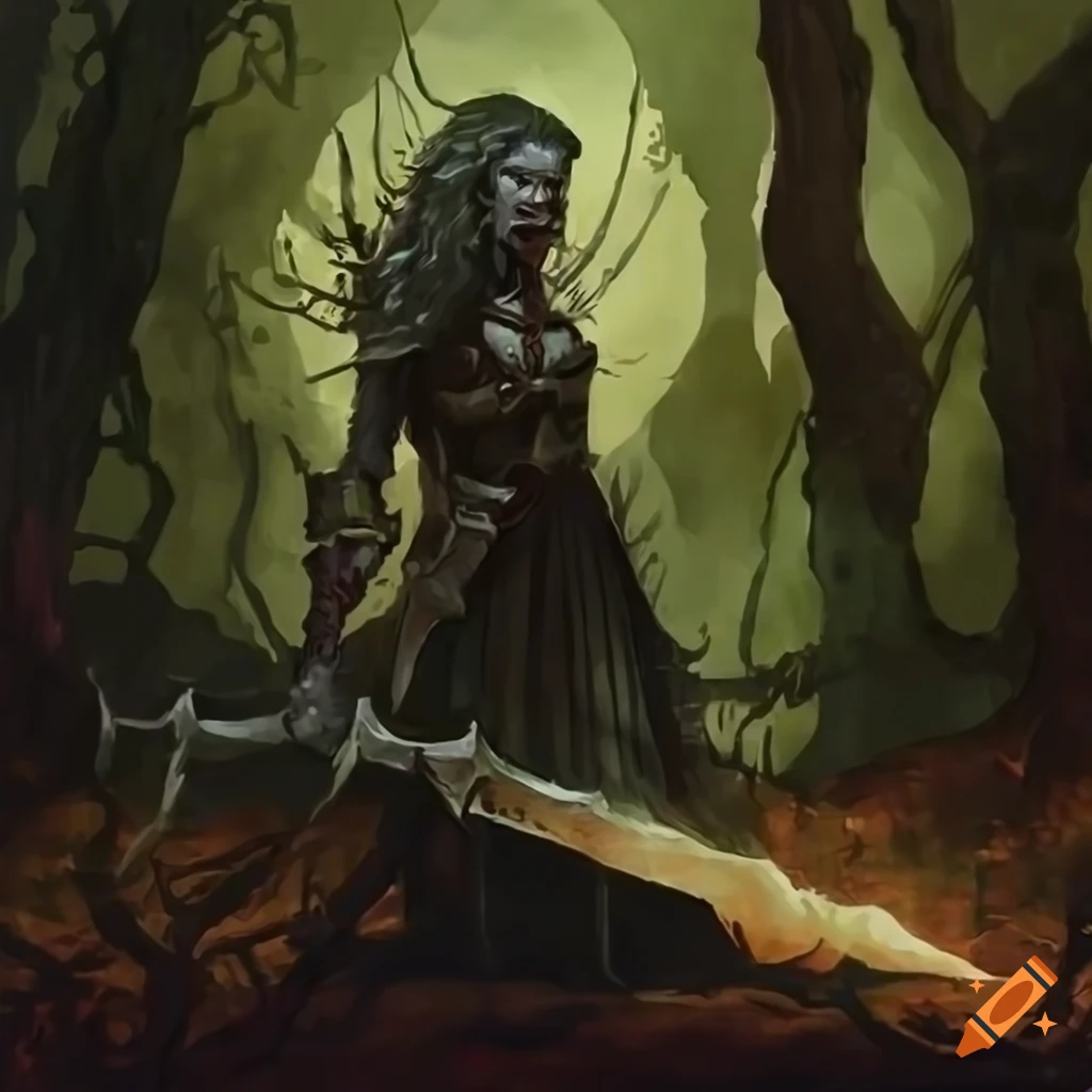 Dark poison sword in a forest setting from Magic the Gathering art on ...