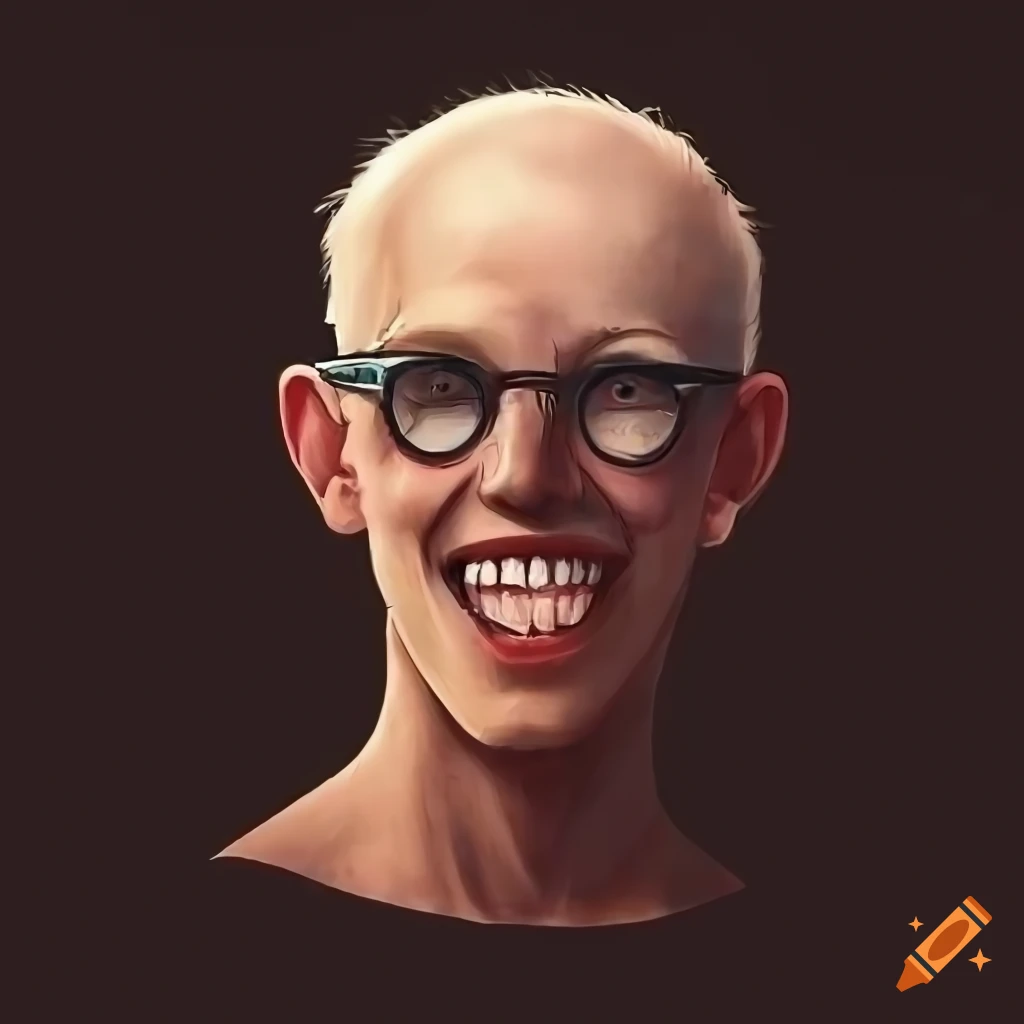 Man with blond short hair, wearing a snap back cap and round glasses ...