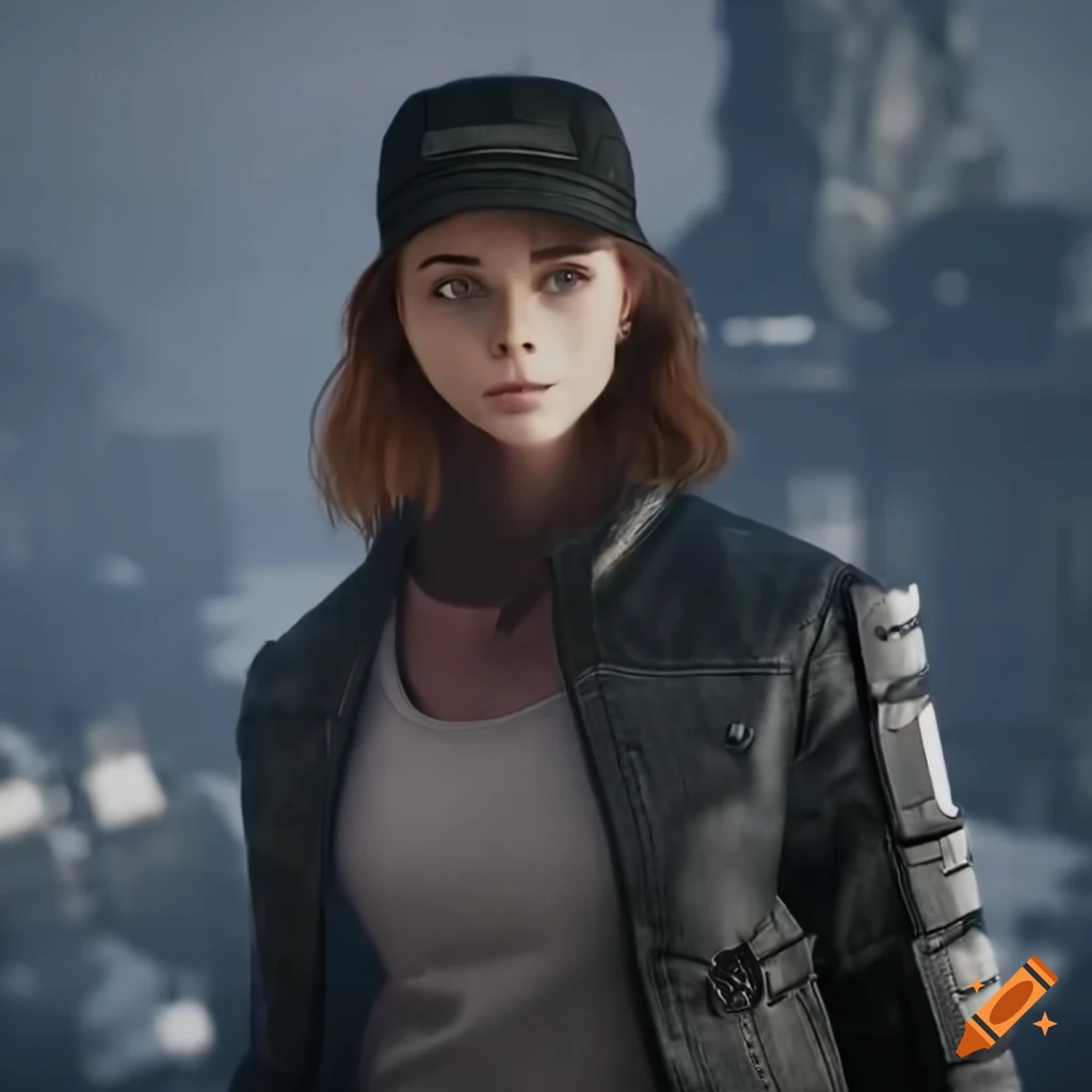 Portrait of thomasin mckenzie as sci-fi girl in australian garden with ...