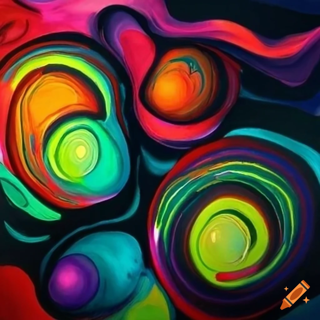 Vibrant colorful illustration with bio organic shapes and wax crayon ...