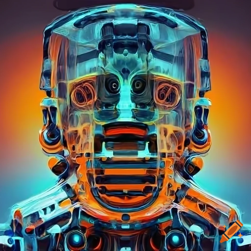X-ray robot face of C3PO in photorealistic 8K 3D vector art on Craiyon