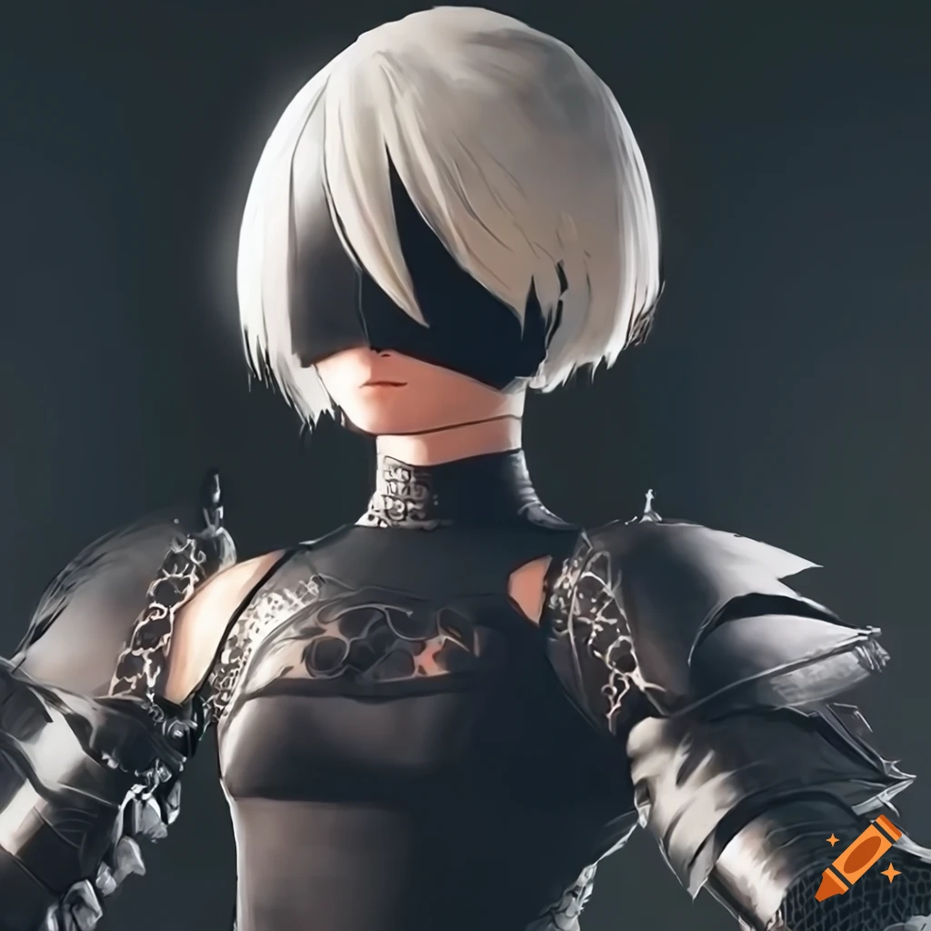 2b character in medieval armor in a 15th century france setting on Craiyon