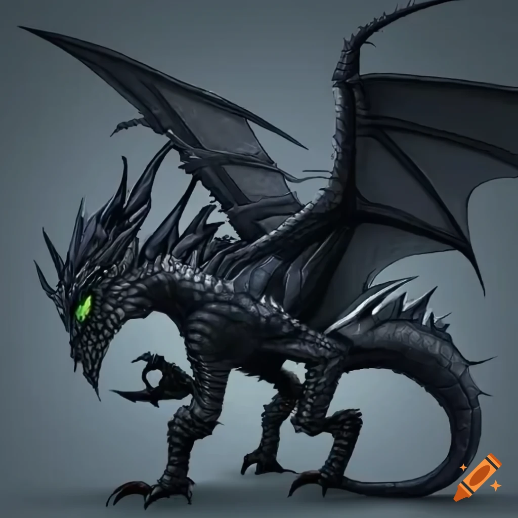 Jet black dragon built for speed with sharp claws and sleek wings on ...