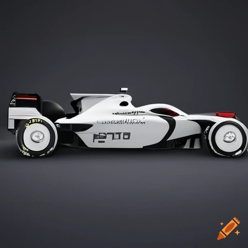Sleek white Formula One race car with question mark sponsor logos on ...