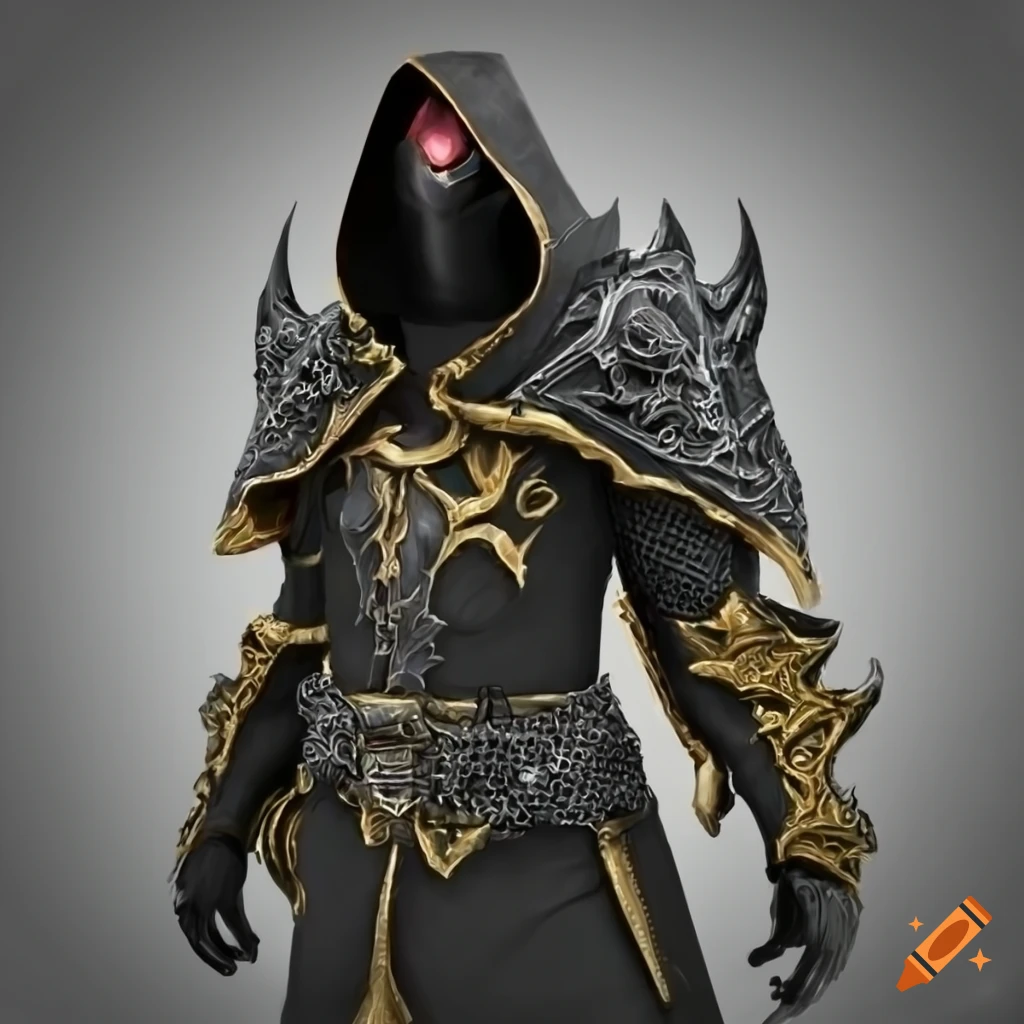 Male Death knight with golden-trimmed black cloak and fiery red eyes on ...