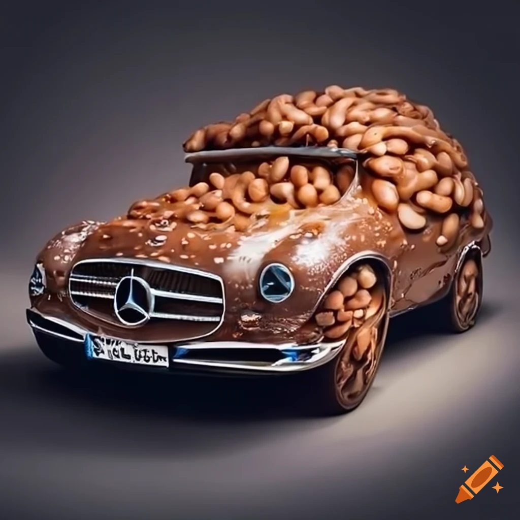 Mercedes-Benz made of baked beans in a creative art piece on Craiyon