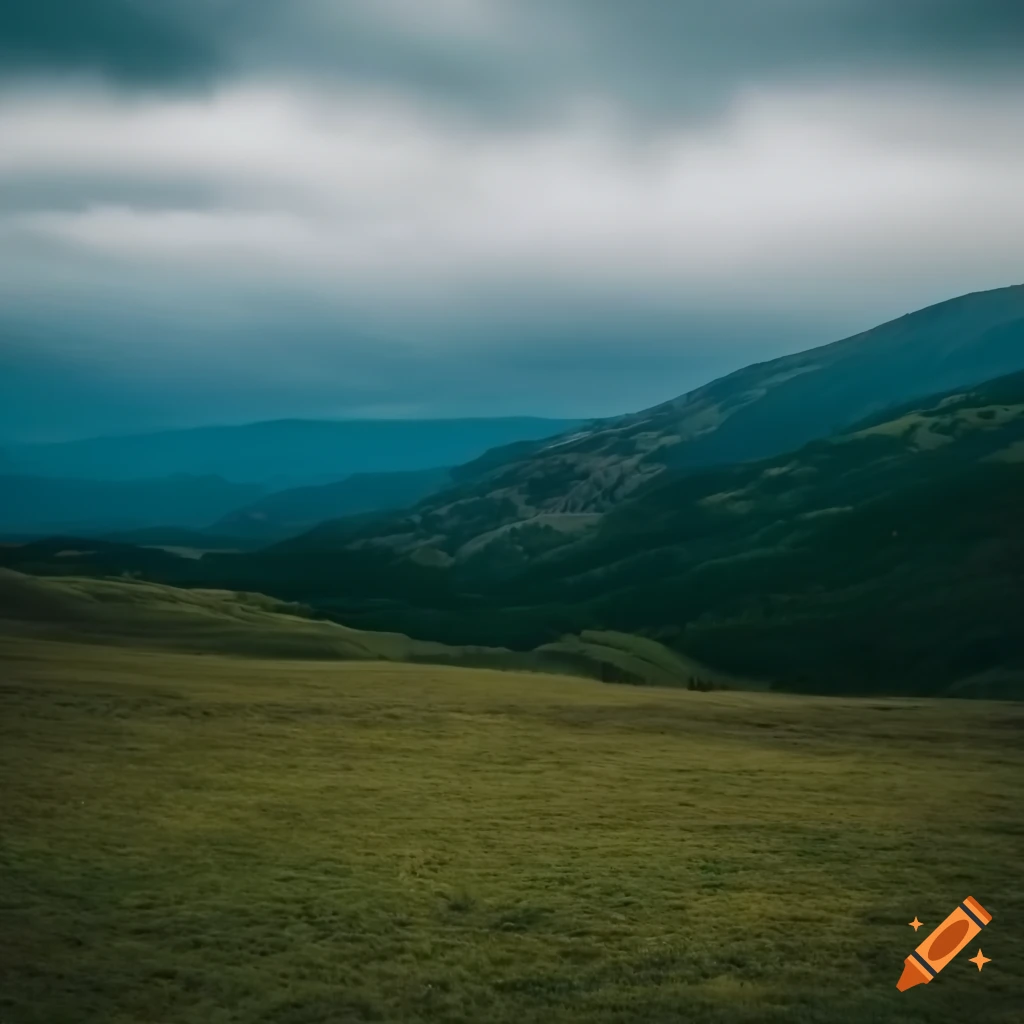 Northern Portugal field with hills and mountains under a cloudy sky in ...