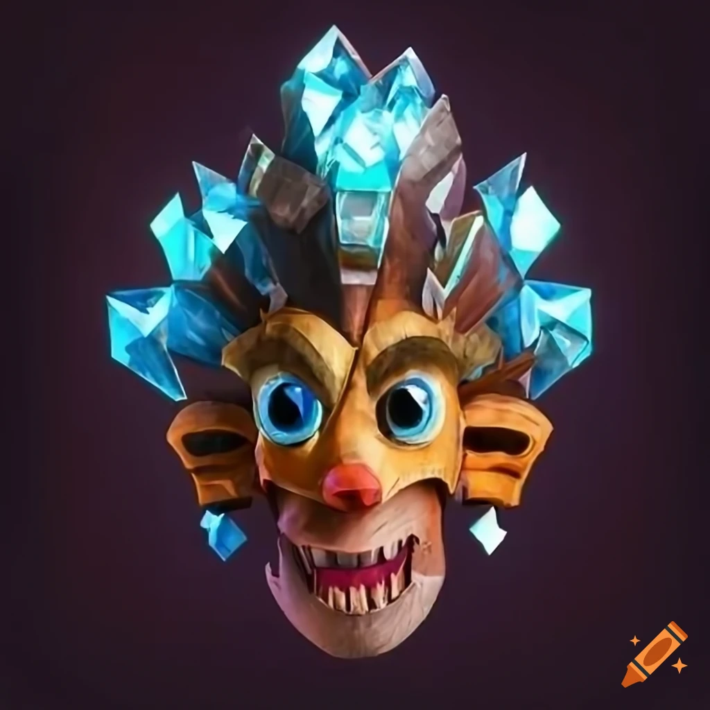 Intricately detailed sumerian wooden mask with vibrant colors and ...