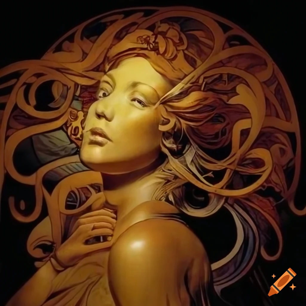 Glowing landscape art influenced by boris vallejo, alphonse mucha, and ...