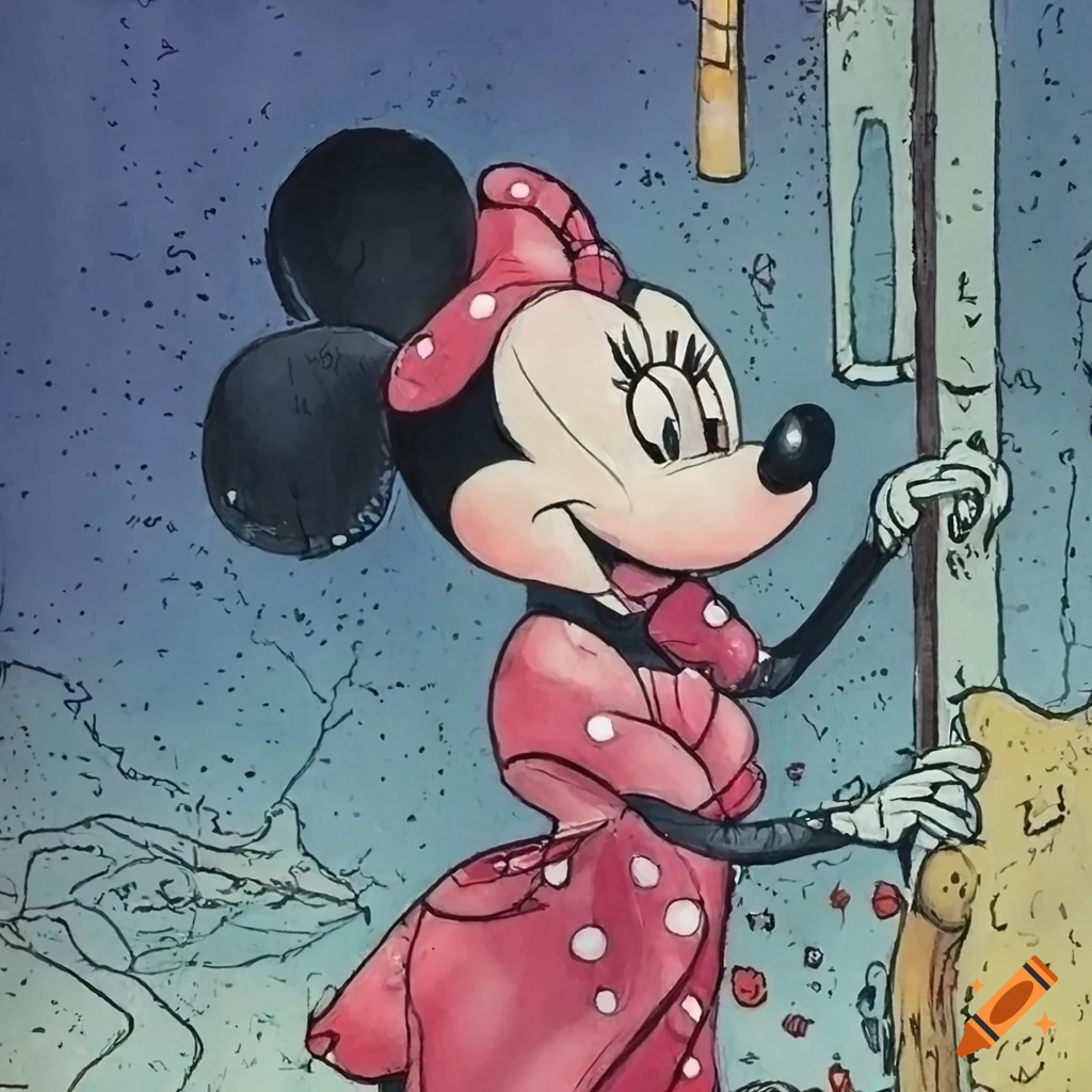 Minnie Mouse illustration by Moebius with Enki Bilal style in high ...