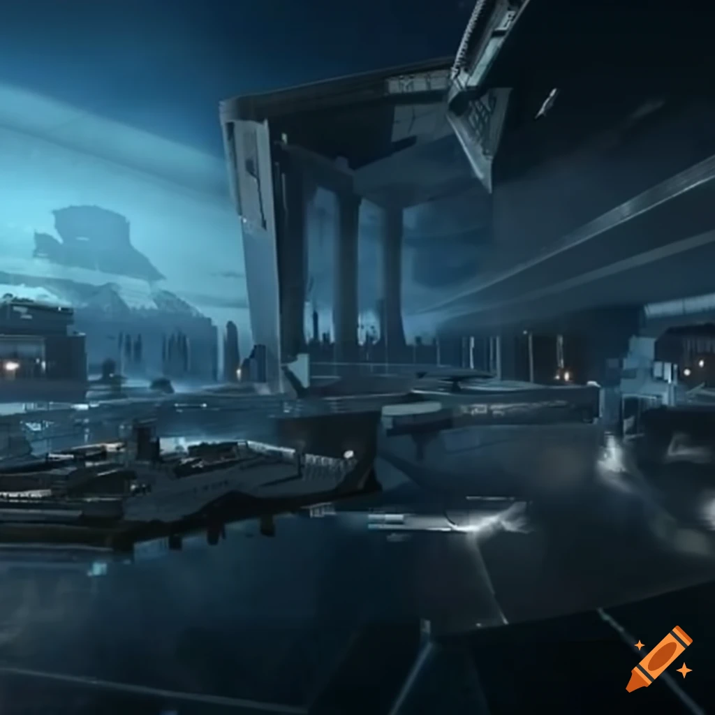 Futuristic military base on Craiyon