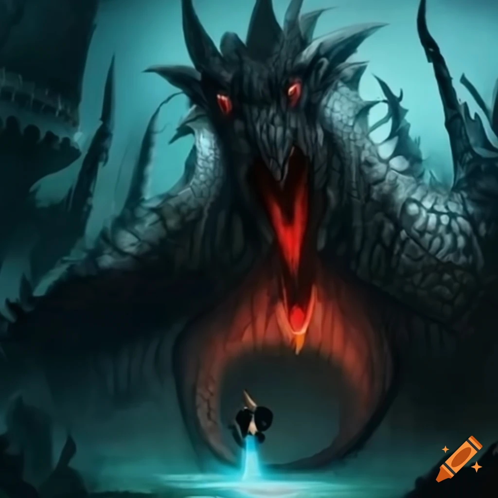 Dragon defending a castle on Craiyon