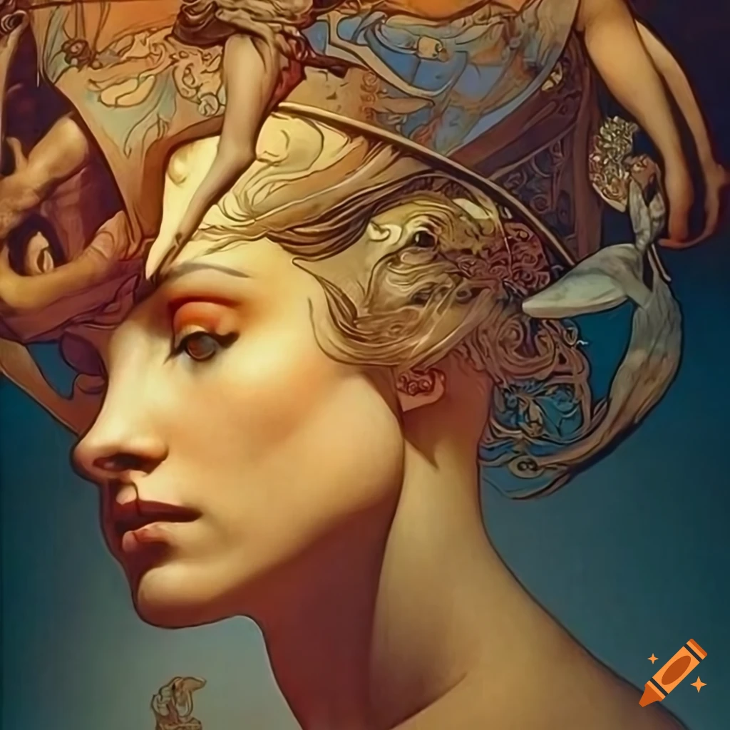 Unbelievable glowing light inspired by Boris Vallejo, Alphonse Mucha ...