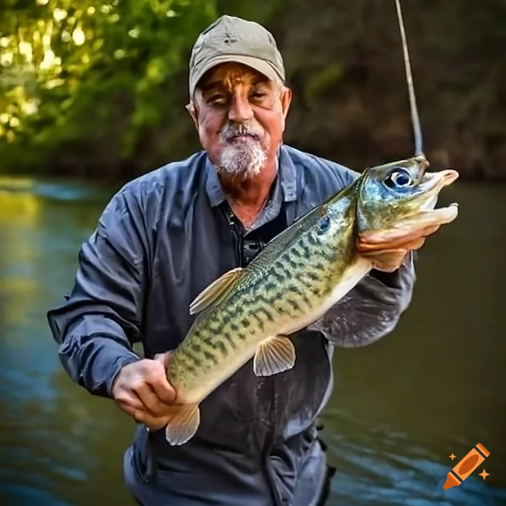 Billy Joel fishing in a creek on Craiyon