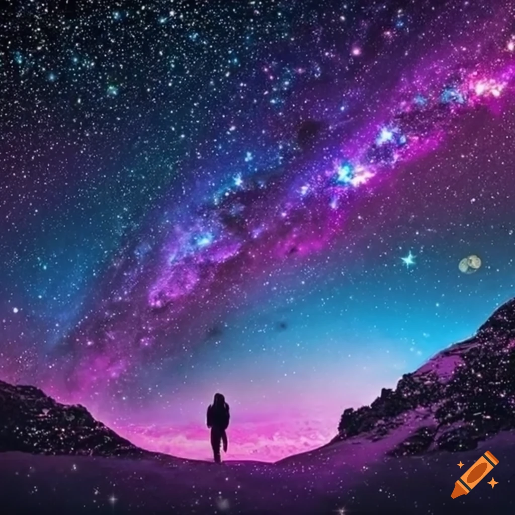 Colorful constellations and glittering stars in an enchanting scene on Craiyon