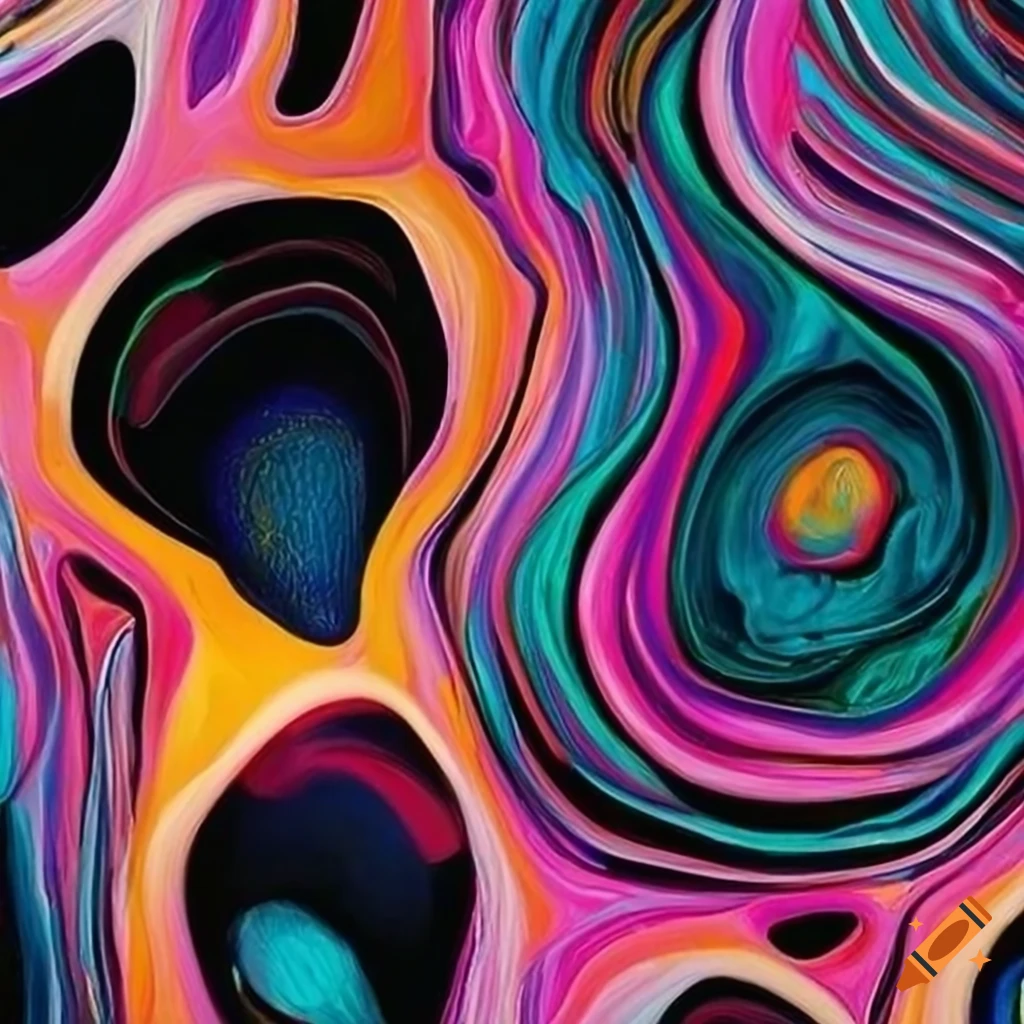 Vibrant and colorful illustrated artwork of bio organic shapes on Craiyon