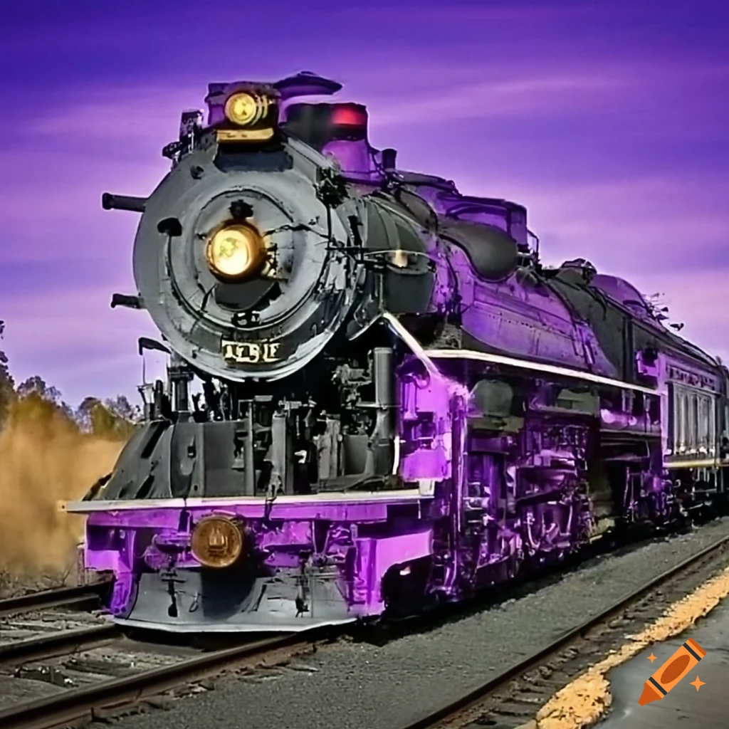 Purple American steam locomotives on Craiyon