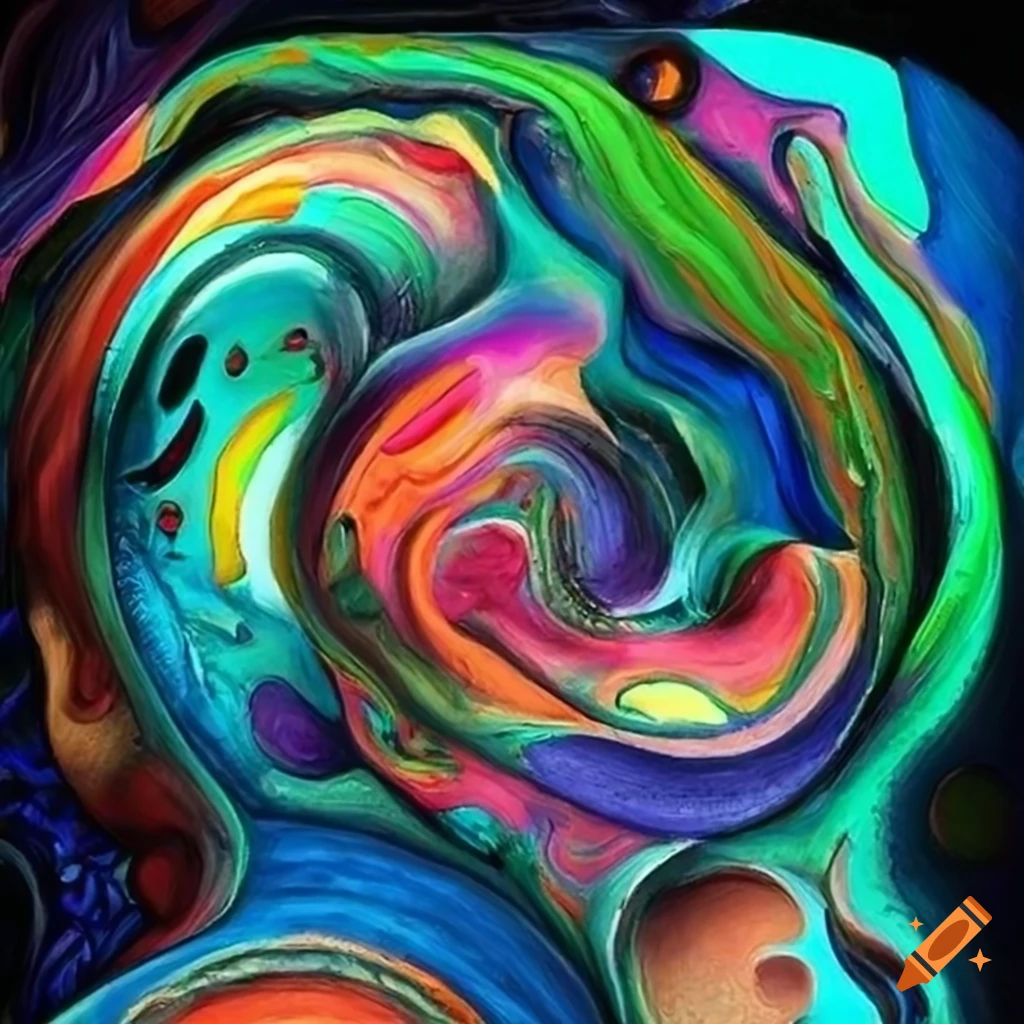 Vibrant and colorful illustration of bio organic shapes with fine ...