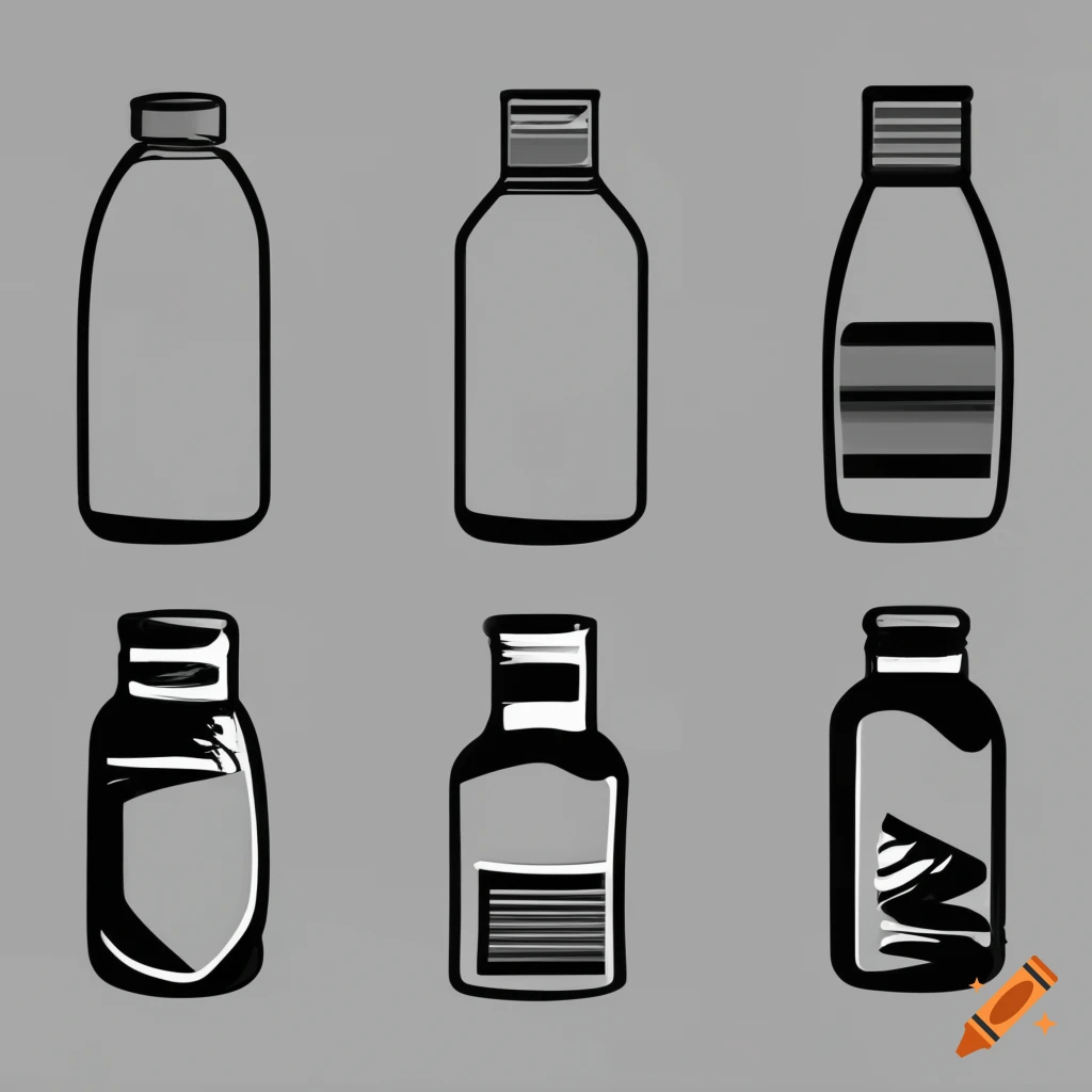Water glass bottle linear icon in black and white on white background ...