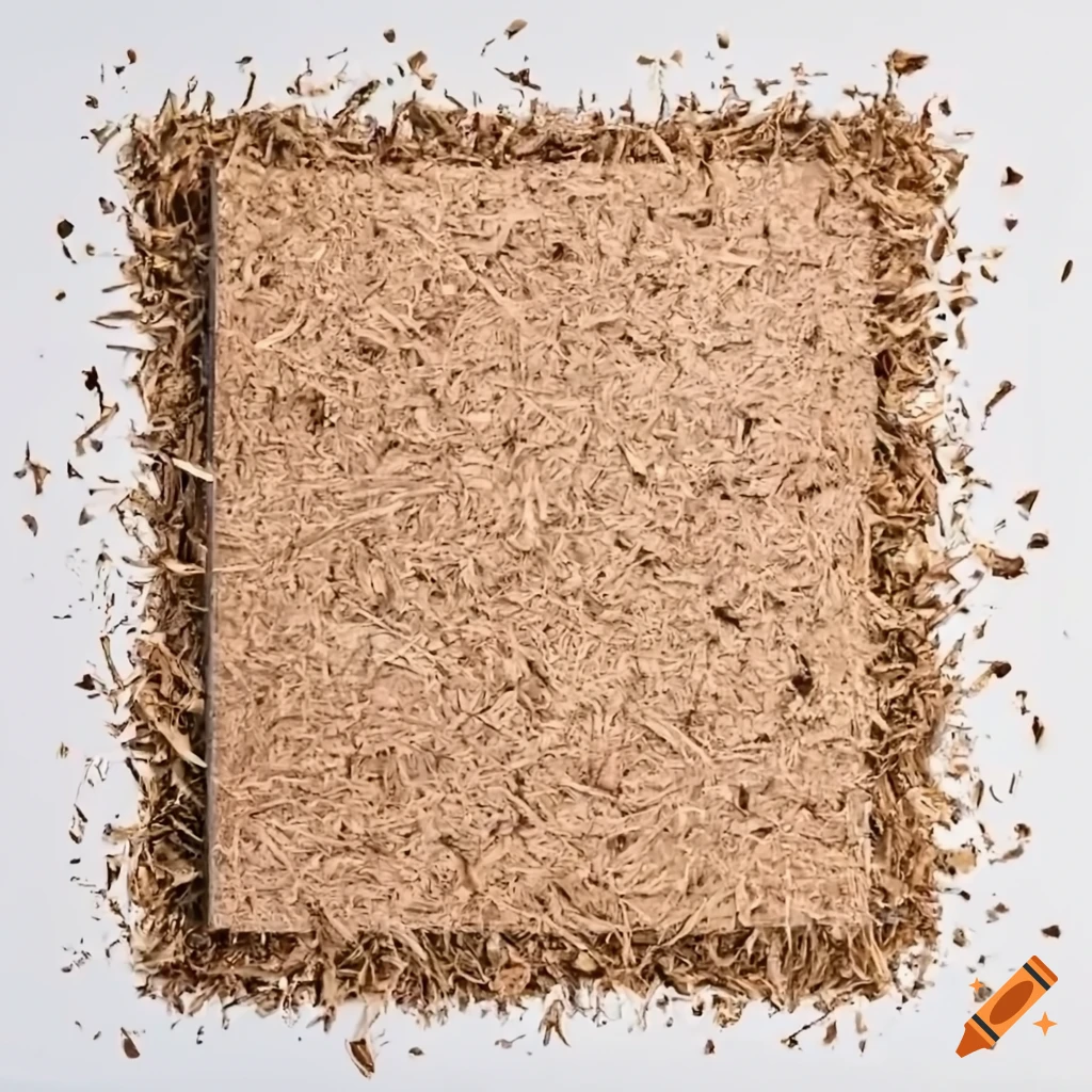 Board made of chopped straw particles resembling mdf on a white ...