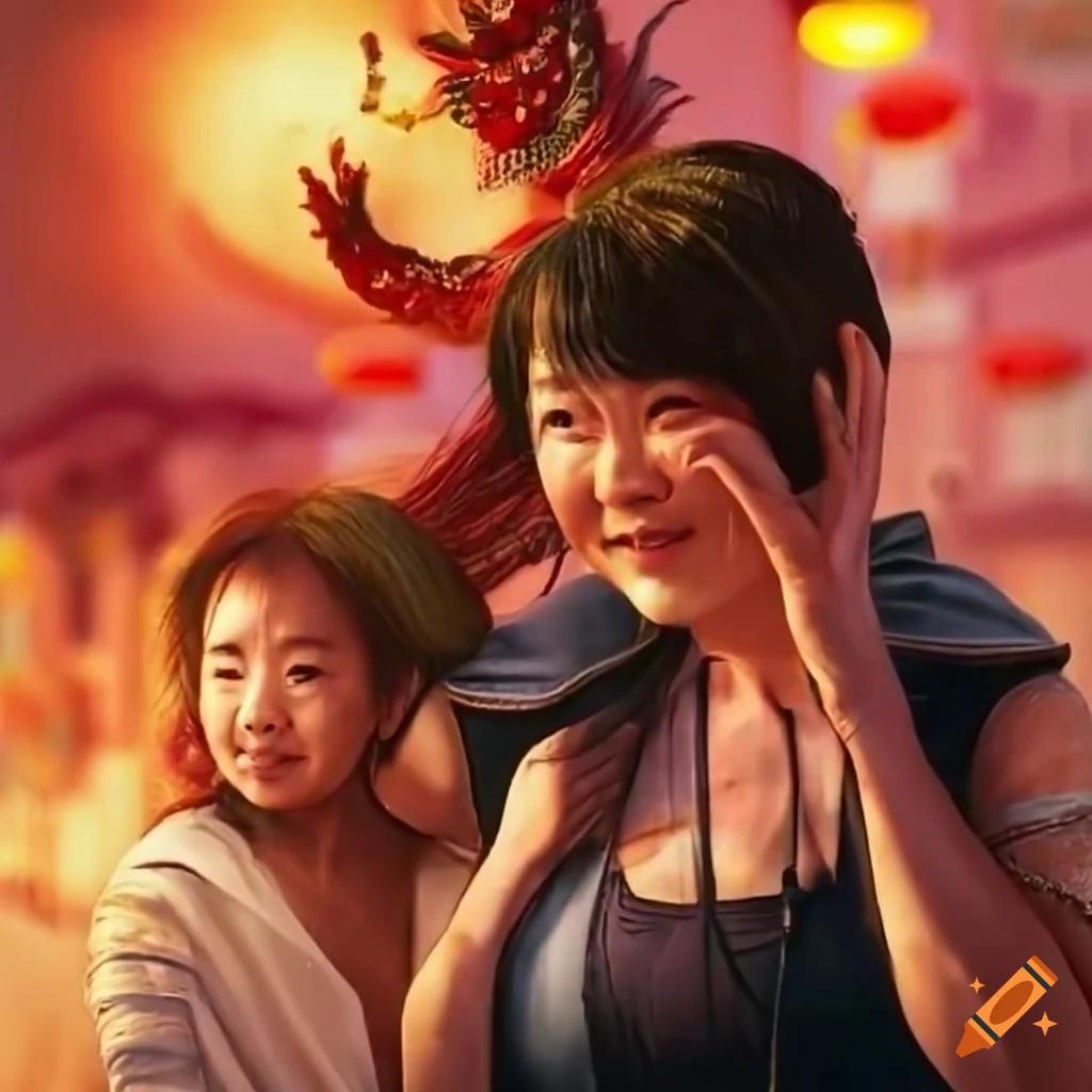 Lin welcomed by Mei Min and her family in LA's Chinatown on Craiyon